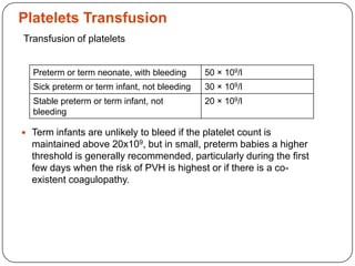 blood transfusion in neonates (British society of hematology) | PPTX