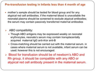 blood transfusion in neonates (British society of hematology) | PPTX