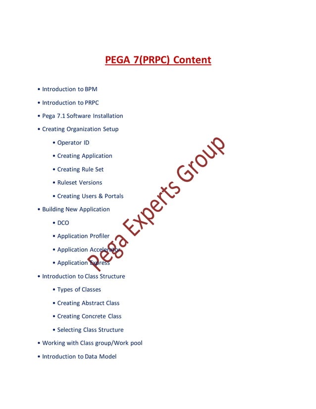 PEGA 7 Course Content | PDF