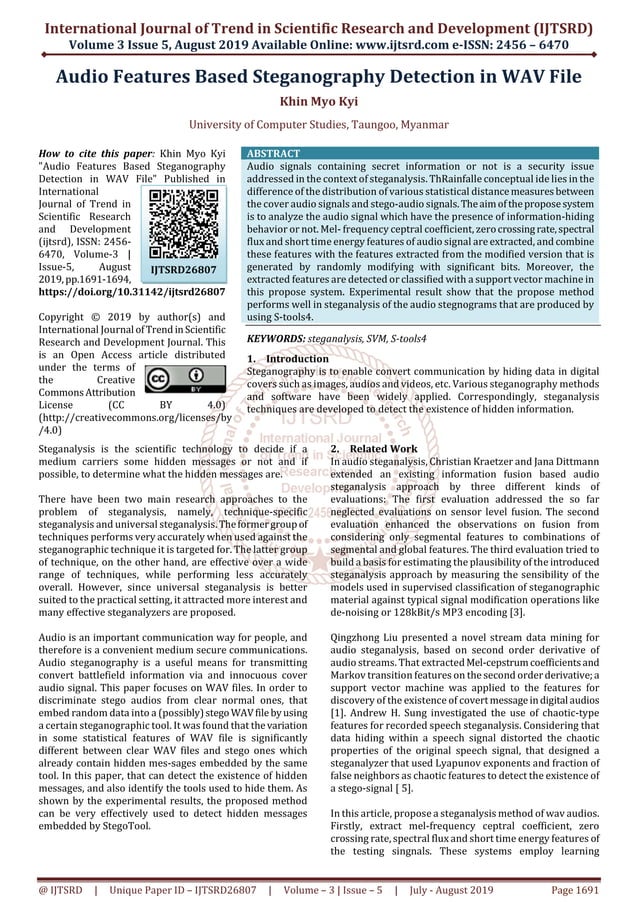 Audio Features Based Steganography Detection in WAV File | PDF | Digital Audio | Computer ...