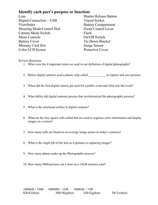Camera Parts & Names | PDF