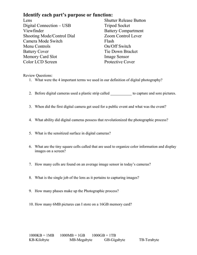 Camera Parts & Names | PDF | Photography | Arts and Crafts