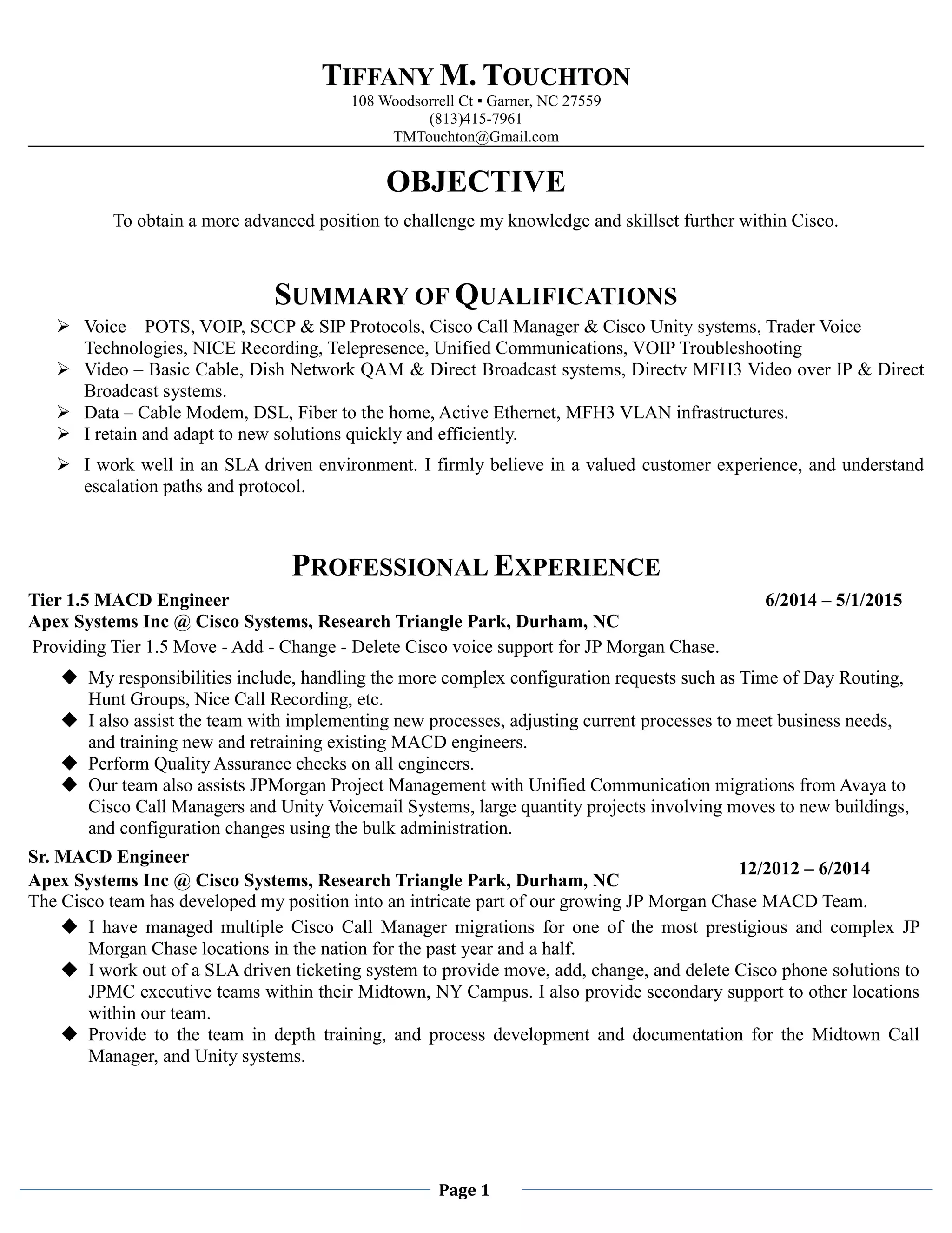 Tiffany M Touchton Resume | PDF