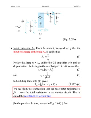 Common Emitter With Emitter Resistance Re | PDF