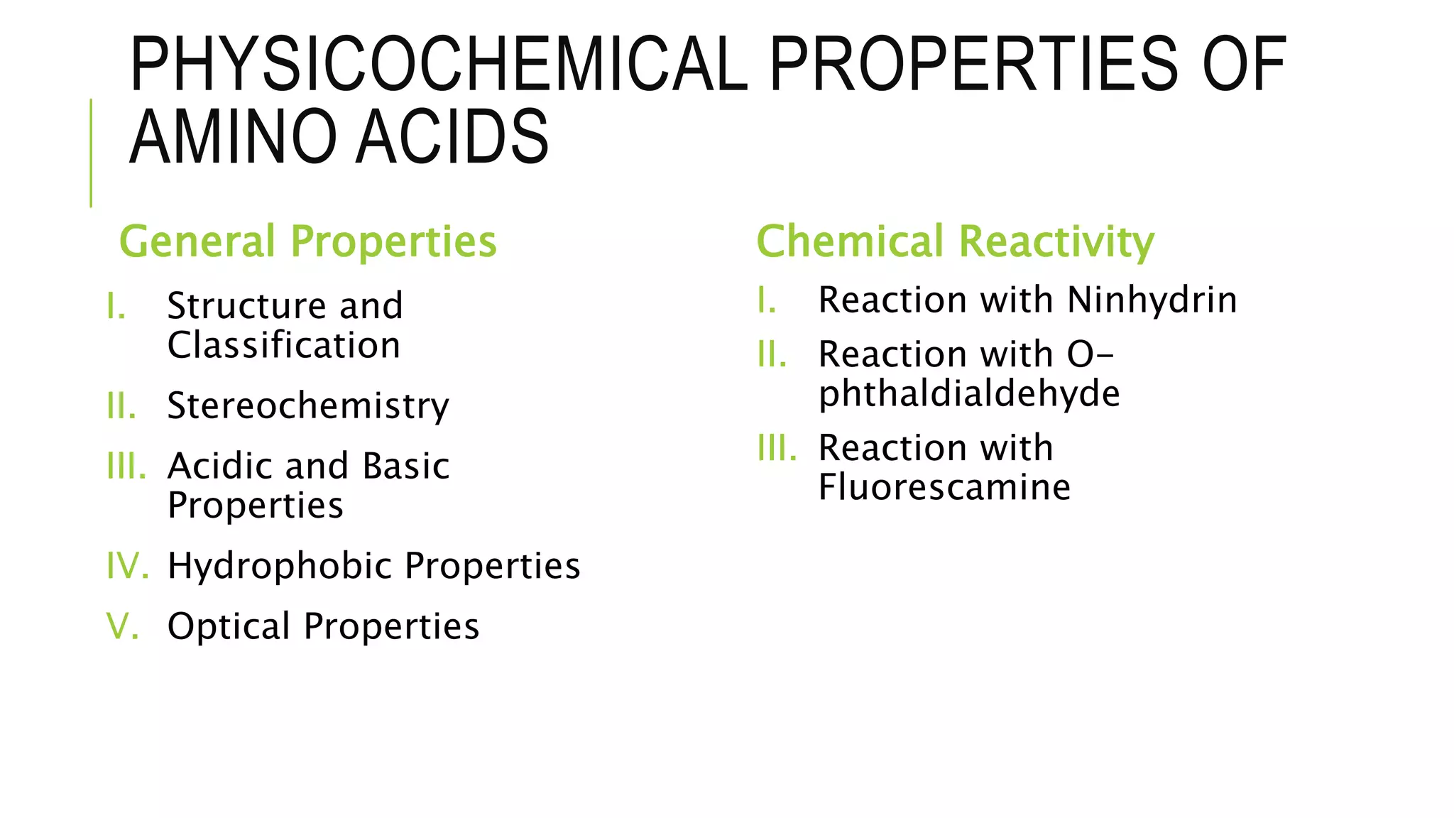 Physicochemical Properties of Amino Acids and Nutritional properties of ...