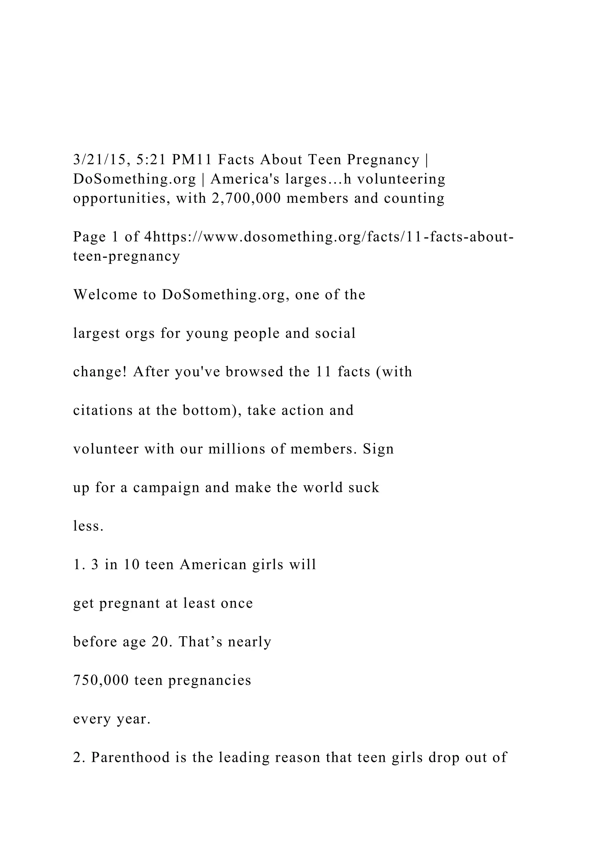 32115, 521 PM11 Facts About Teen Pregnancy DoSomething.or.docx