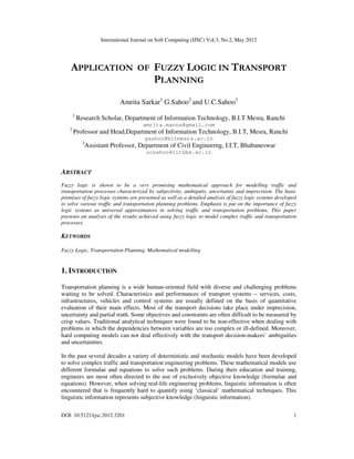 APPLICATION OF FUZZY LOGIC IN TRANSPORT PLANNING | PDF
