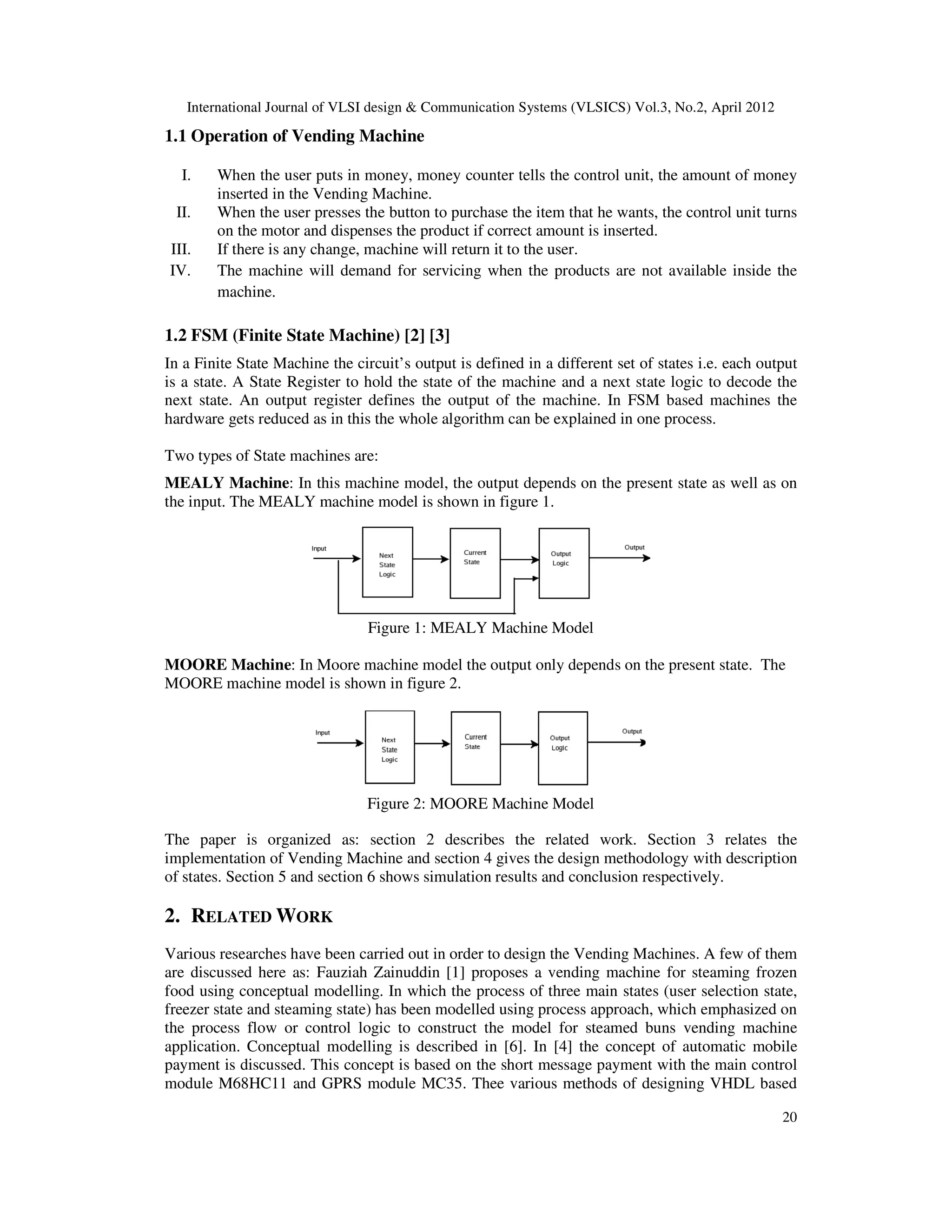 Finite State Machine Based Vending Machine Controller With Auto Billing Features Pdf
