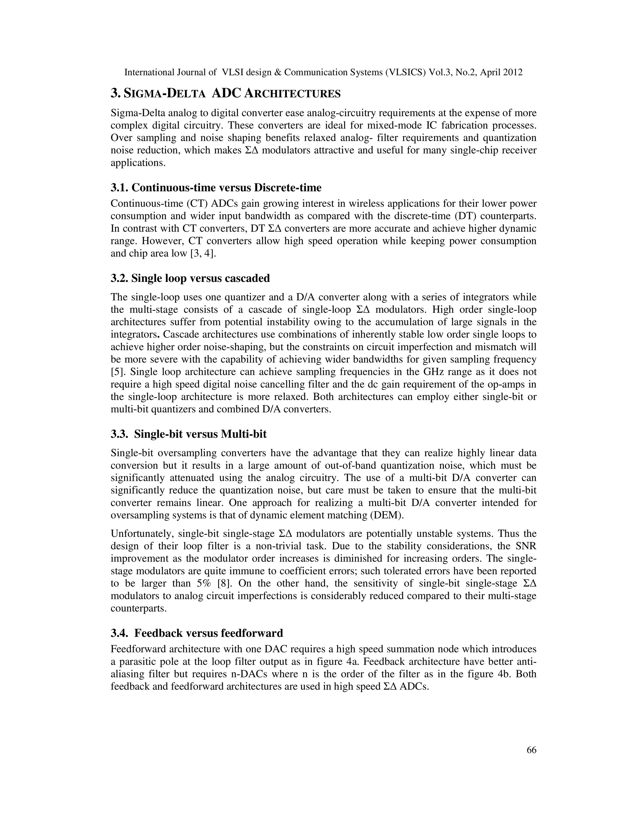 HIGH SPEED CONTINUOUS-TIME BANDPASS Σ∆ ADC FOR MIXED SIGNAL VLSI CHIPS | PDF