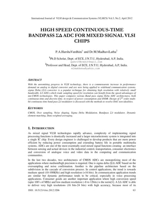 HIGH SPEED CONTINUOUS-TIME BANDPASS Σ∆ ADC FOR MIXED SIGNAL VLSI CHIPS ...