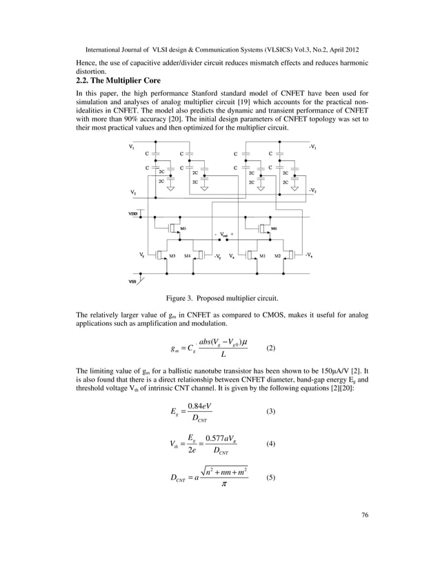 A Low Power High Bandwidth Four Quadrant Analog Multiplier in 32 NM CNFET Technology | PDF