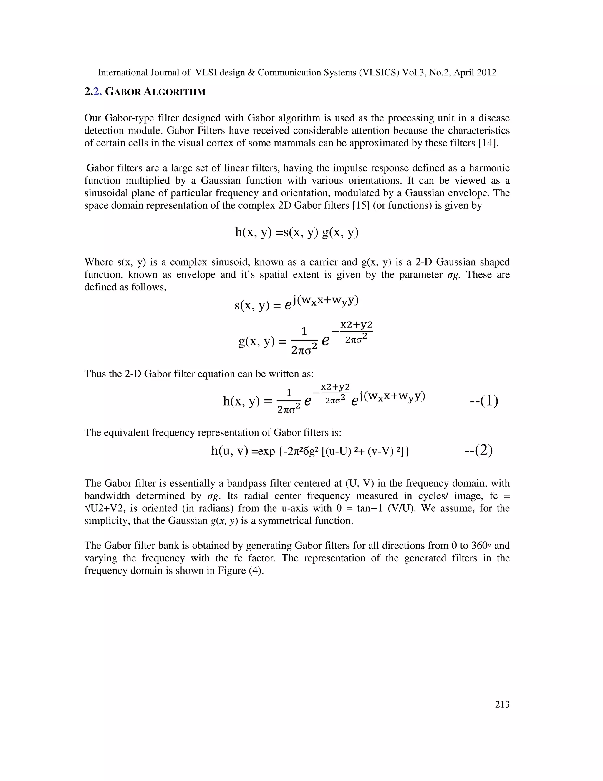 Vhdl Design For Image Segmentation Using Gabor Filter For Disease