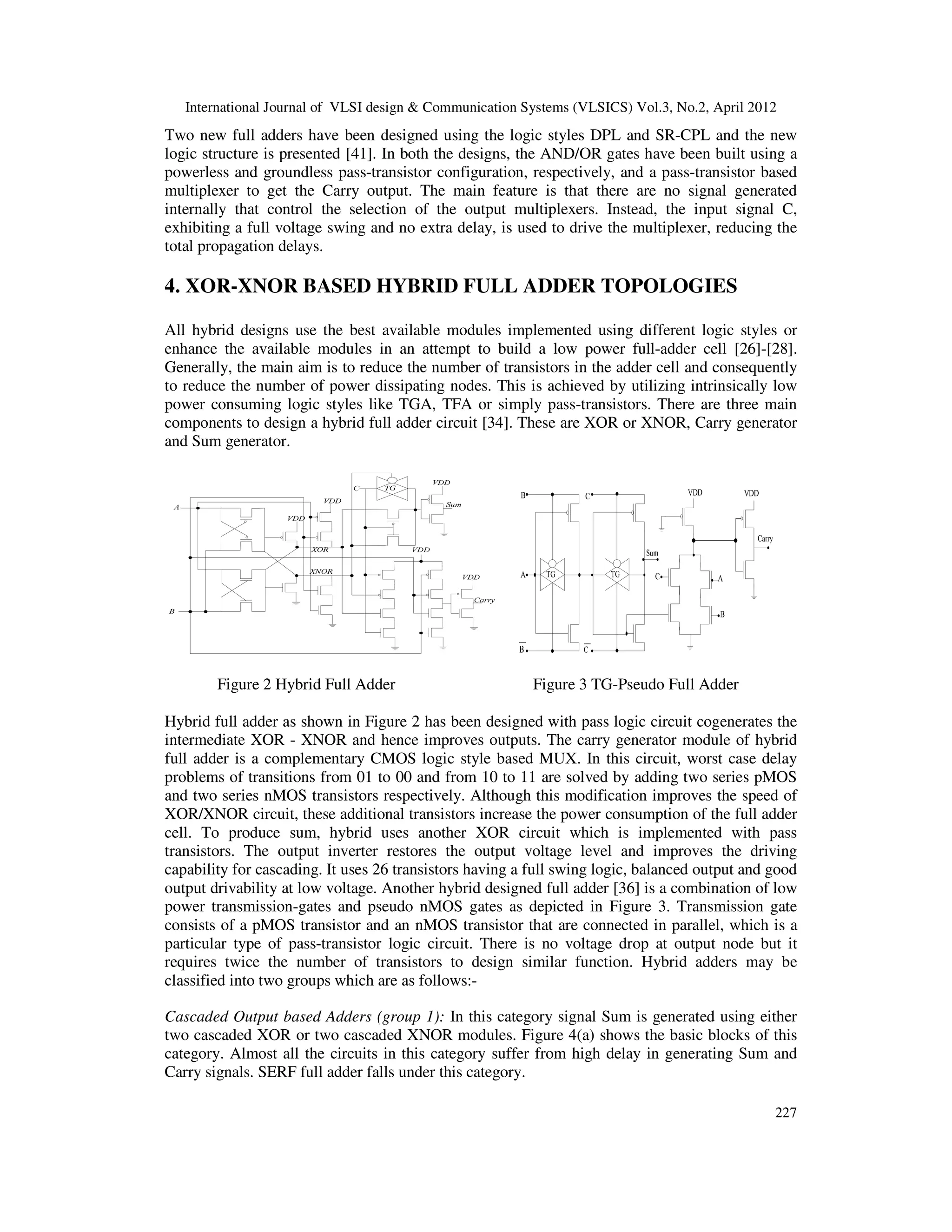Comparative Performance Analysis of XORXNOR Function Based High-Speed CMOS Full Adder Circuits ...