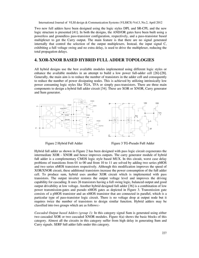 Comparative Performance Analysis of XORXNOR Function Based High-Speed CMOS Full Adder Circuits ...