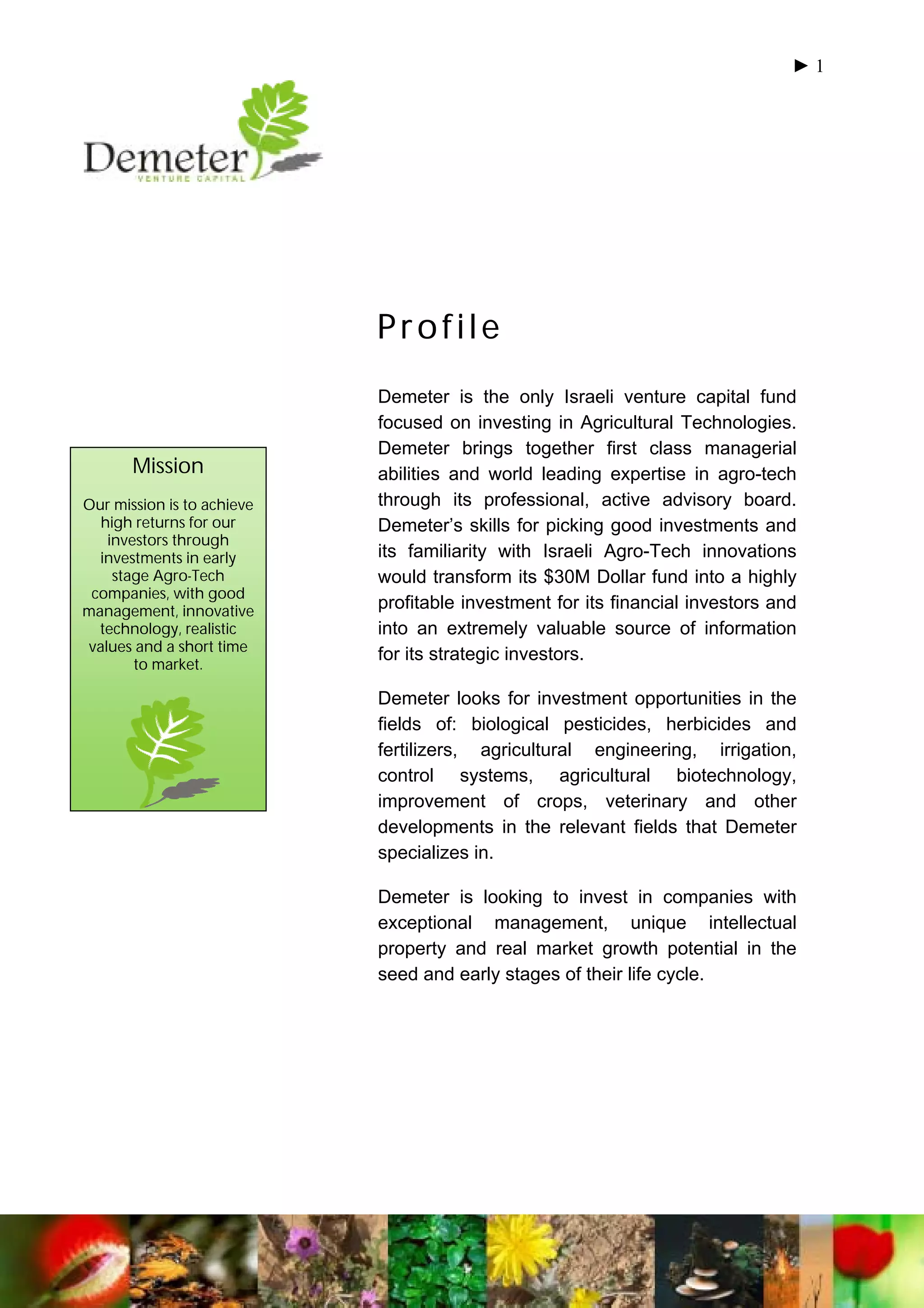 Demeter Brochure_Israeli Investors | PDF