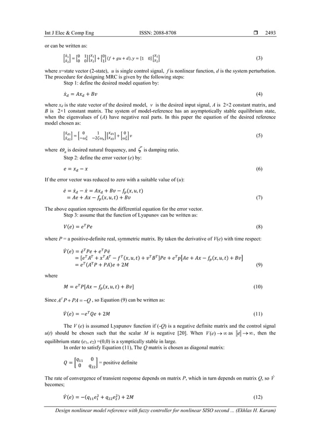 Design Nonlinear Model Reference with Fuzzy Controller for Nonlinear SISO Second Order Systems | PDF