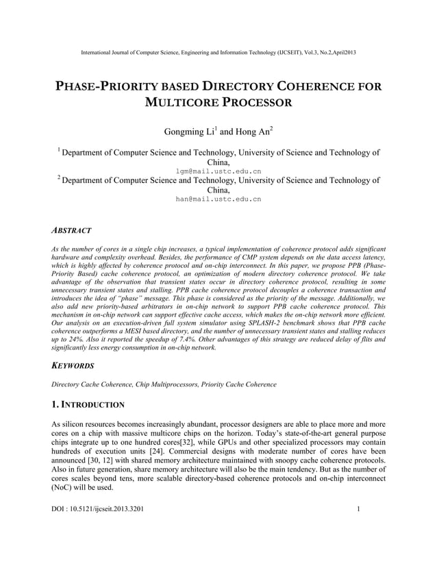 PHASE-PRIORITY BASED DIRECTORY COHERENCE FOR MULTICORE PROCESSOR | PDF