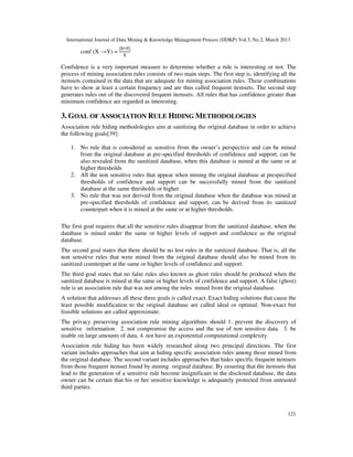 A SURVEY ON PRIVACY PRESERVING ASSOCIATION RULE MINING | PDF