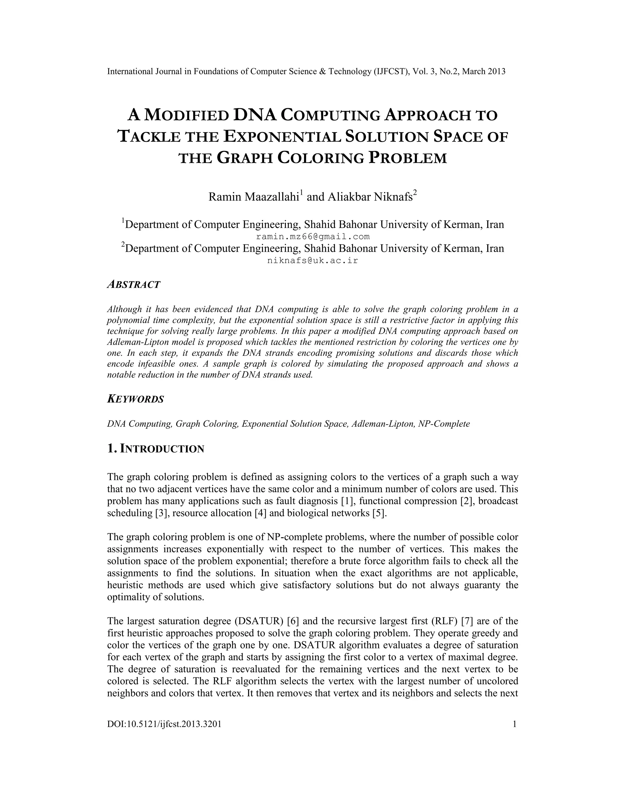 A Modified Dna Computing Approach To Tackle The Exponential Solution ...