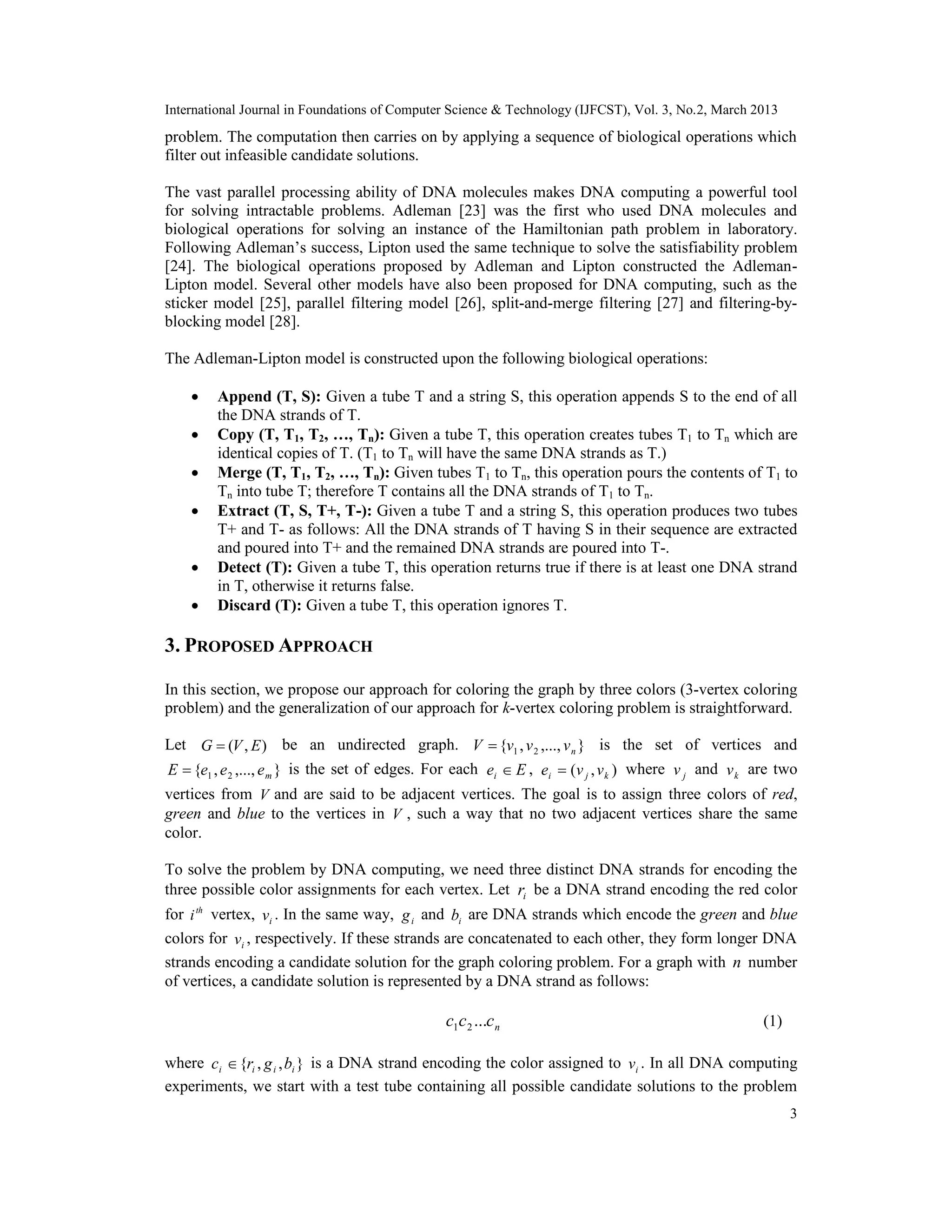 A Modified Dna Computing Approach To Tackle The Exponential Solution Space Of The Graph Coloring ...