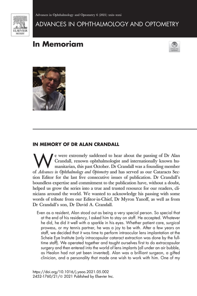 Advances in Ophthalmology and Optometry Myron Yanoff (Ed.) | PDF