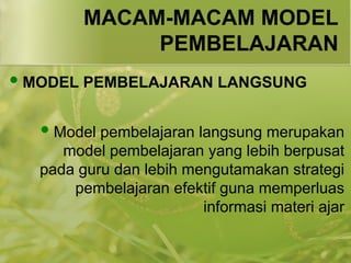 presentasi tentang model model pembelajaran di kelas | PPT
