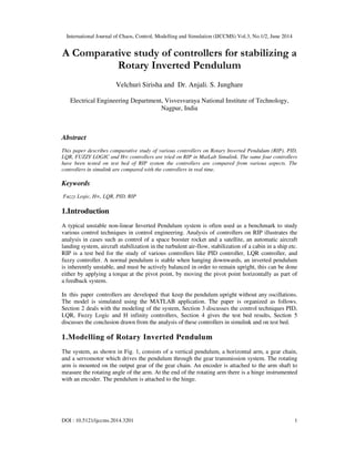 A Comparative study of controllers for stabilizing a Rotary Inverted ...