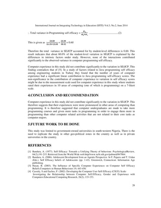 MULTILEVEL ANALYSIS OF FACTORS PREDICTING SELF EFFICACY IN COMPUTER PROGRAMMING | PDF