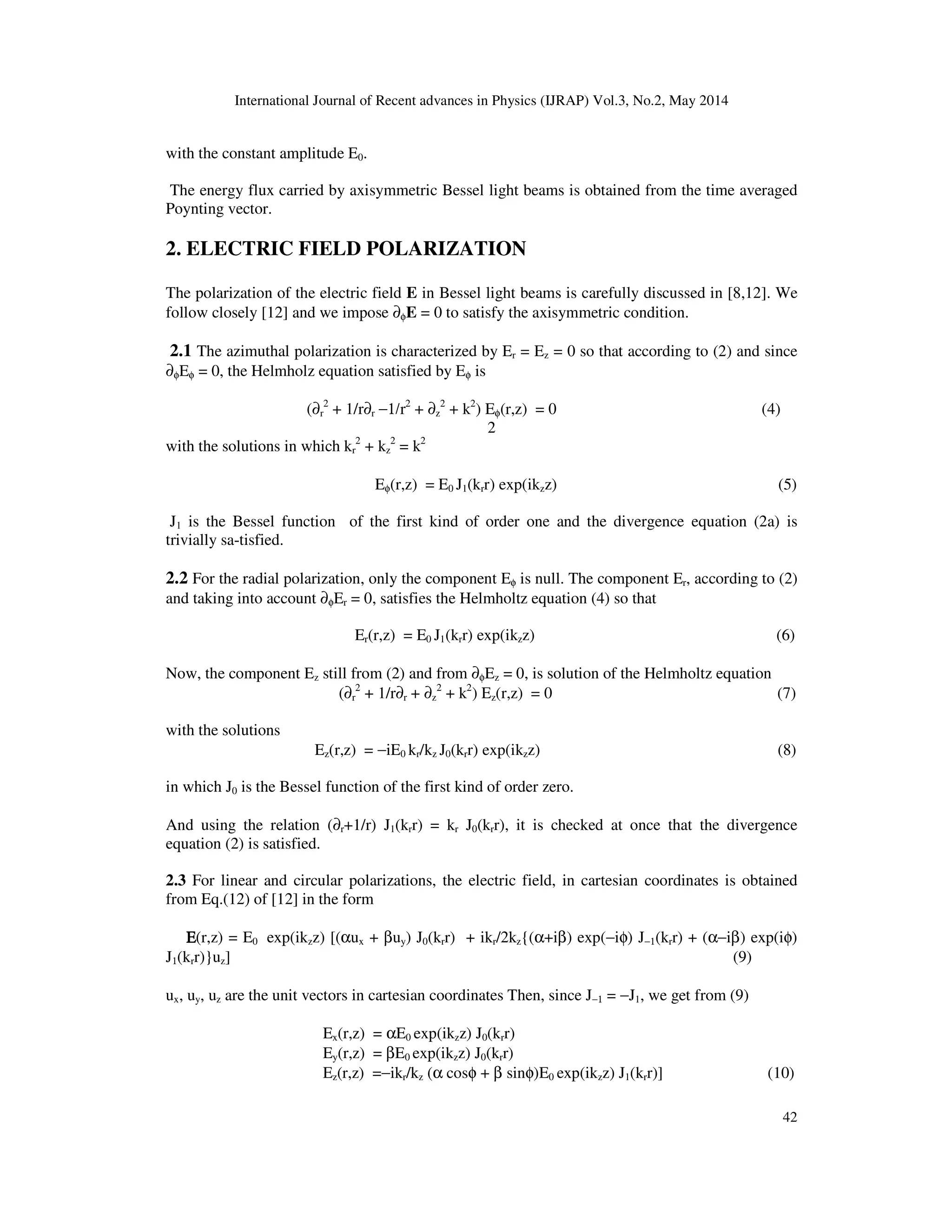 Axisymmetric Bessel Light Beams | PDF
