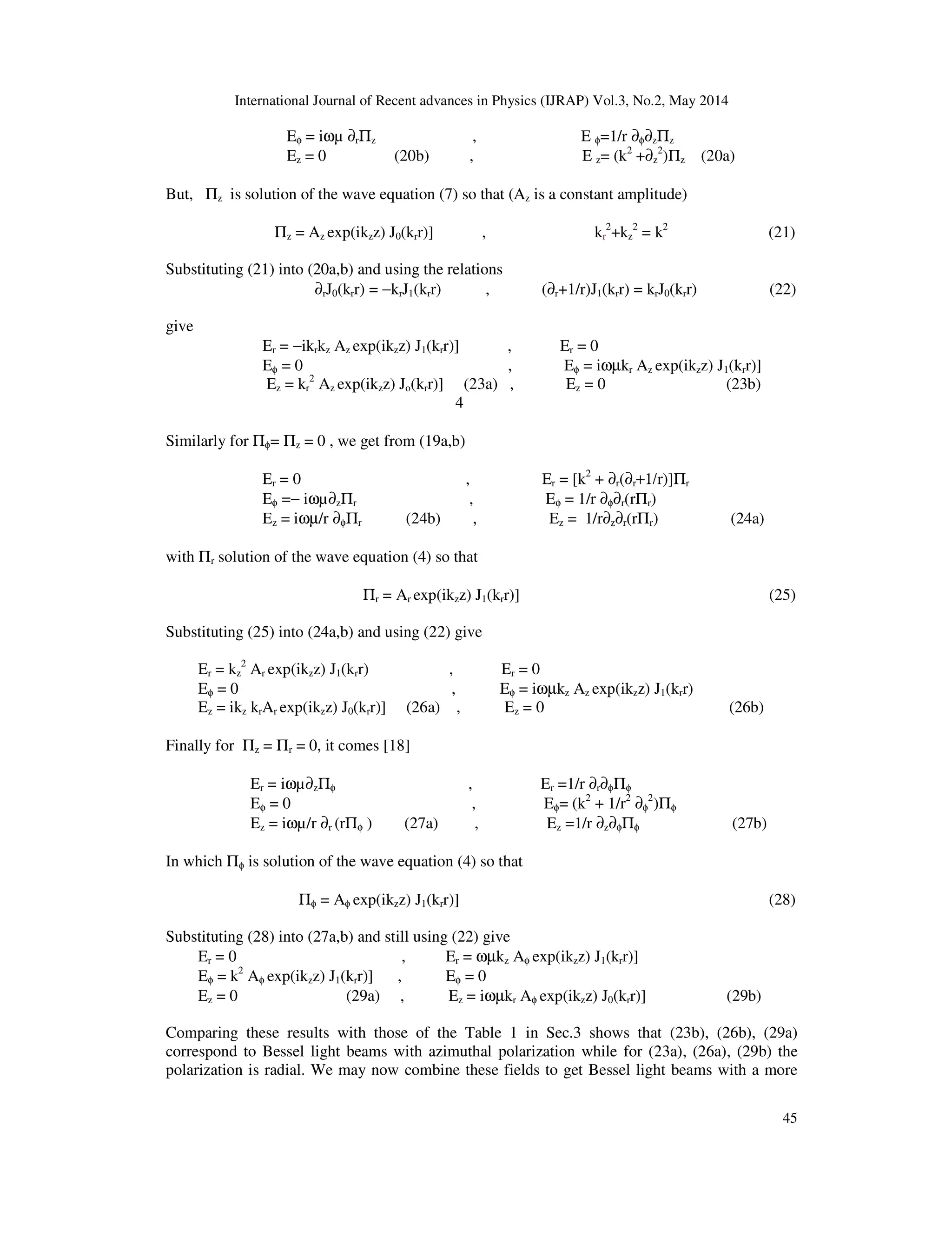 Axisymmetric Bessel Light Beams | PDF