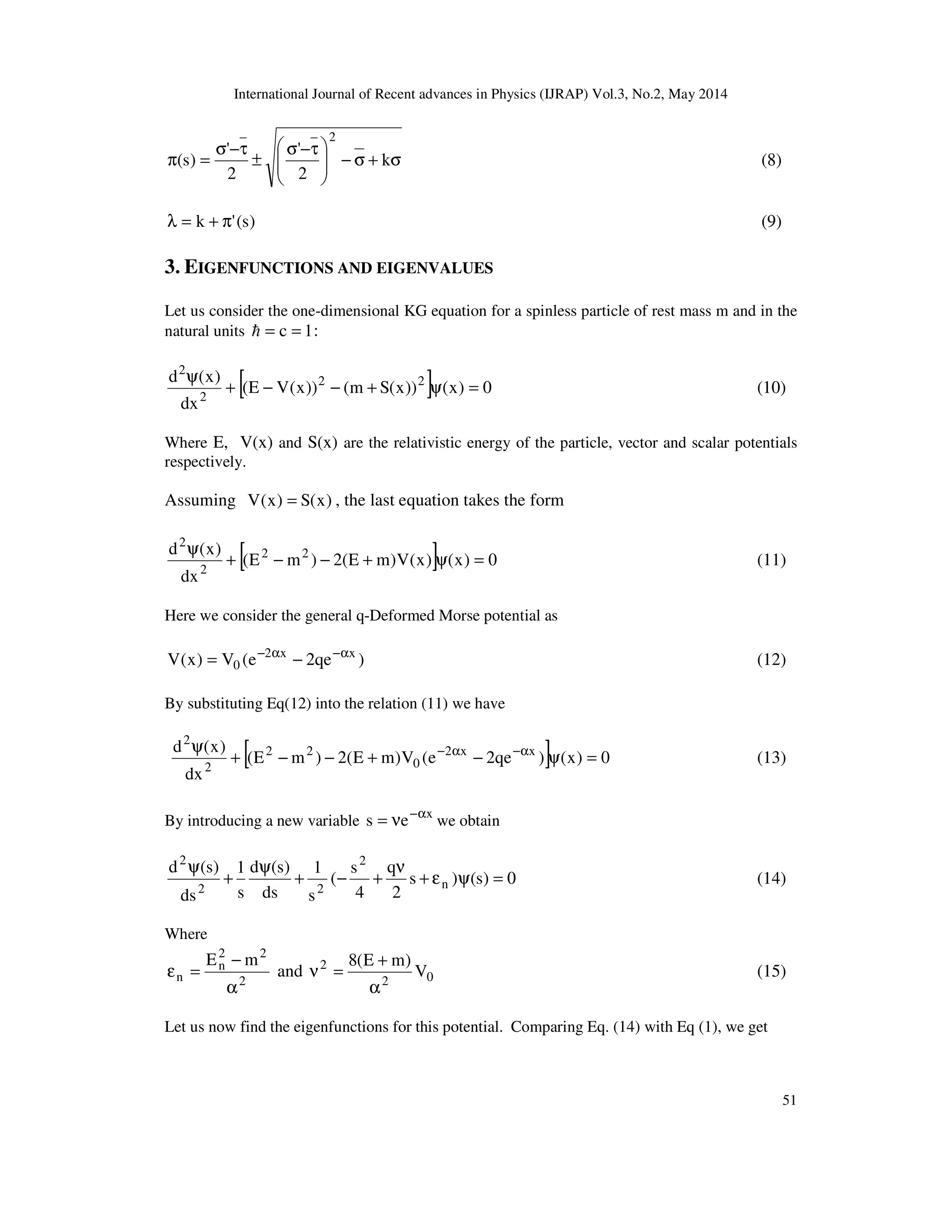 Exact Solutions of the Klein-Gordon Equation for the Q-Deformed Morse ...