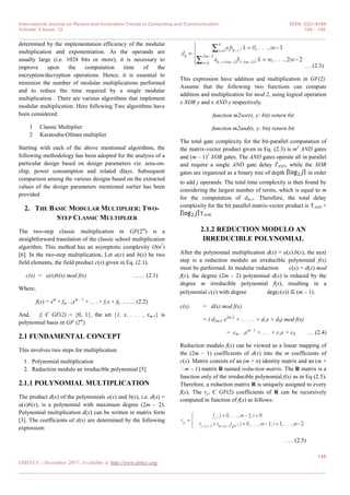 Analysis of GF (2m) Multiplication Algorithm: Classic Method v/s Karatsuba-Ofman Multiplication ...