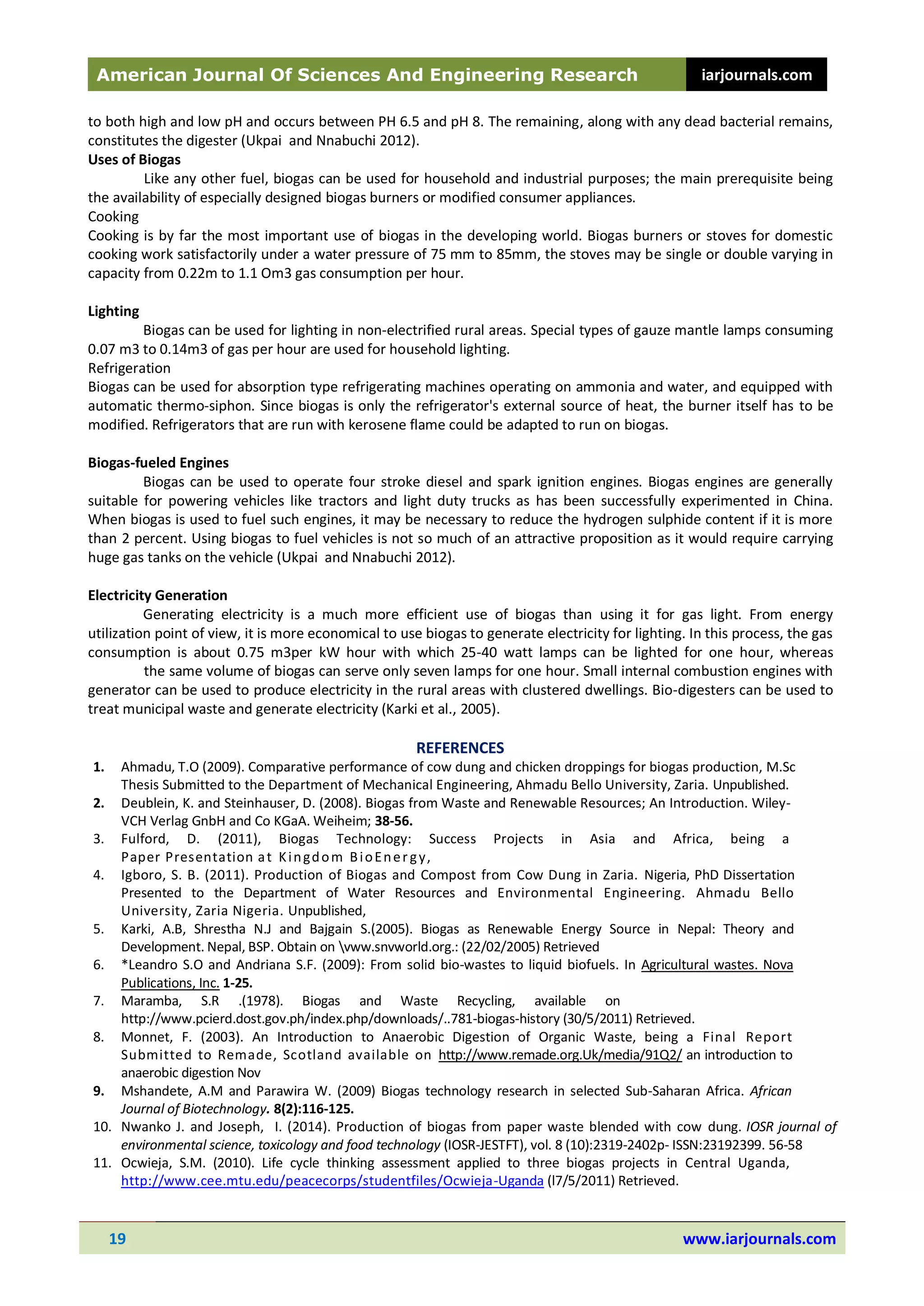 Review on Biogas Production in Nigeria | PDF