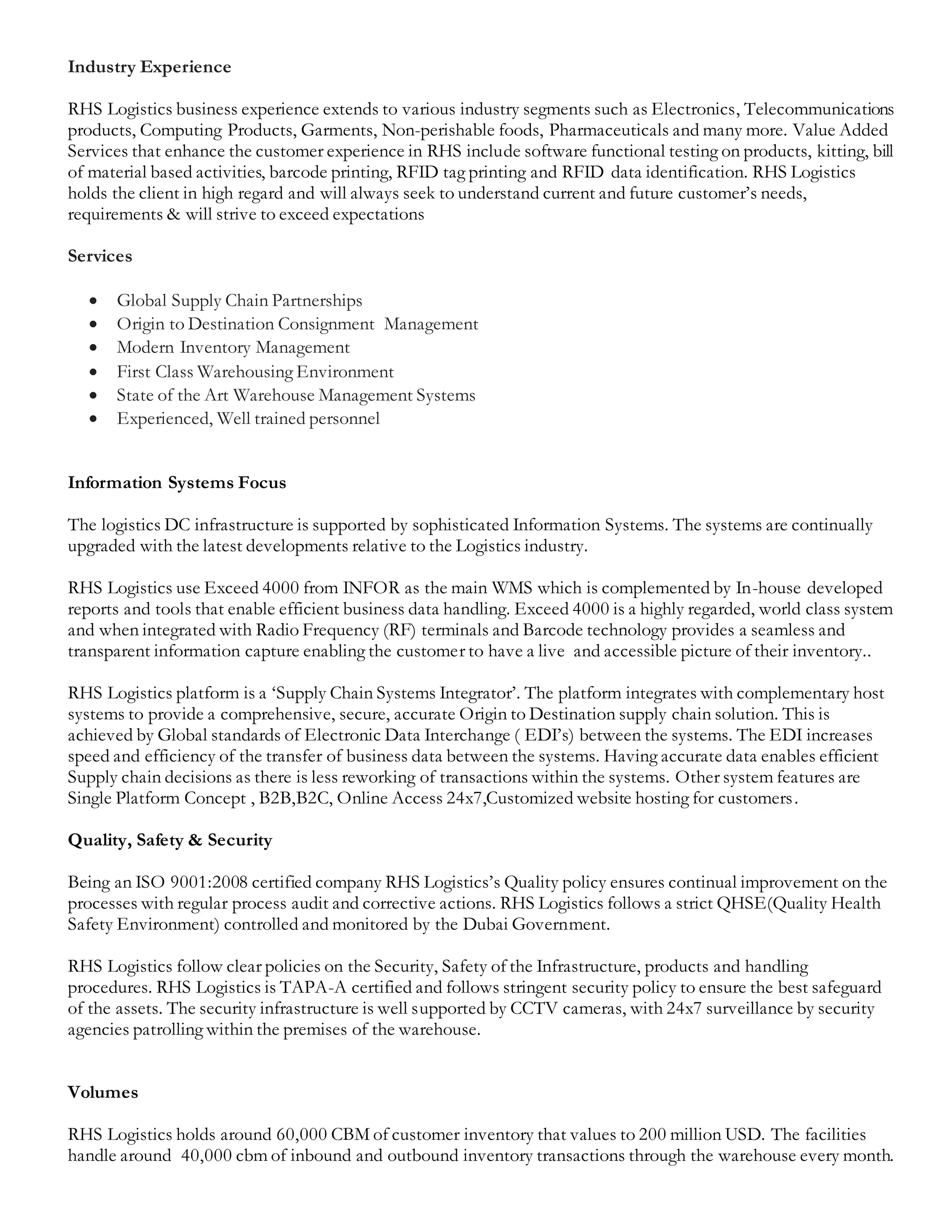 RHS Logistics - April 2015 RB Version | DOCX | Logistics and ...