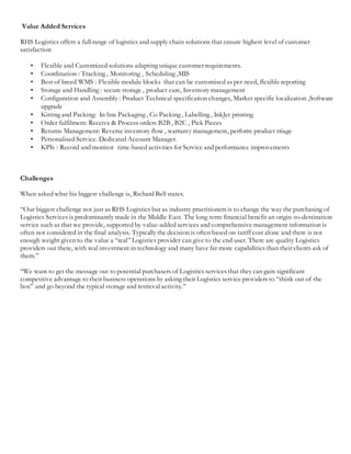 RHS Logistics - April 2015 RB Version | DOCX | Logistics and ...