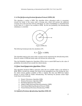ISSUES AND CHALLENGES IN BROADCAST STORM SUPPRESSION ALGORITHMS OF VEHICULAR AD HOC NETWORKS ...