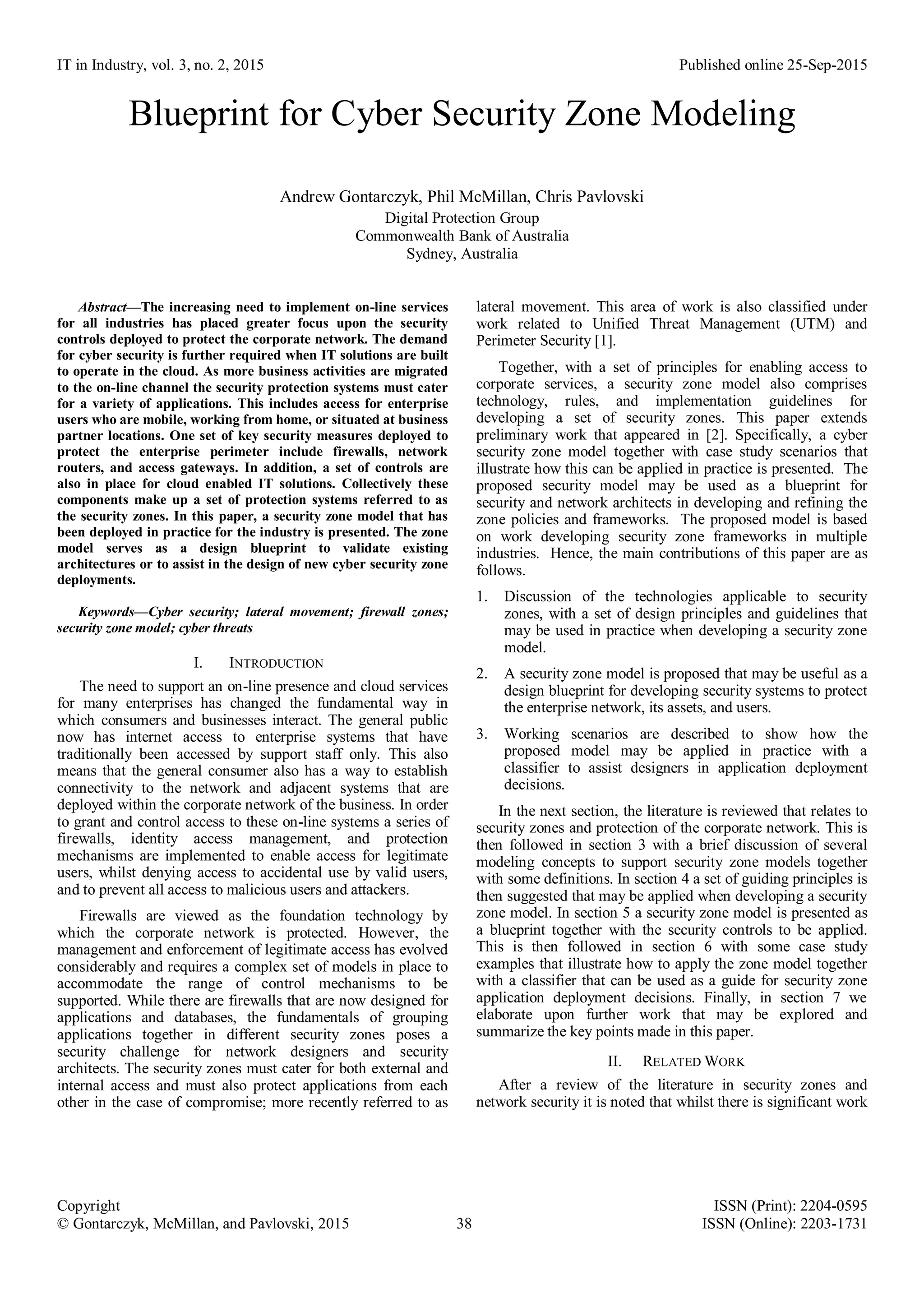 Blueprint for Cyber Security Zone Modeling | PDF