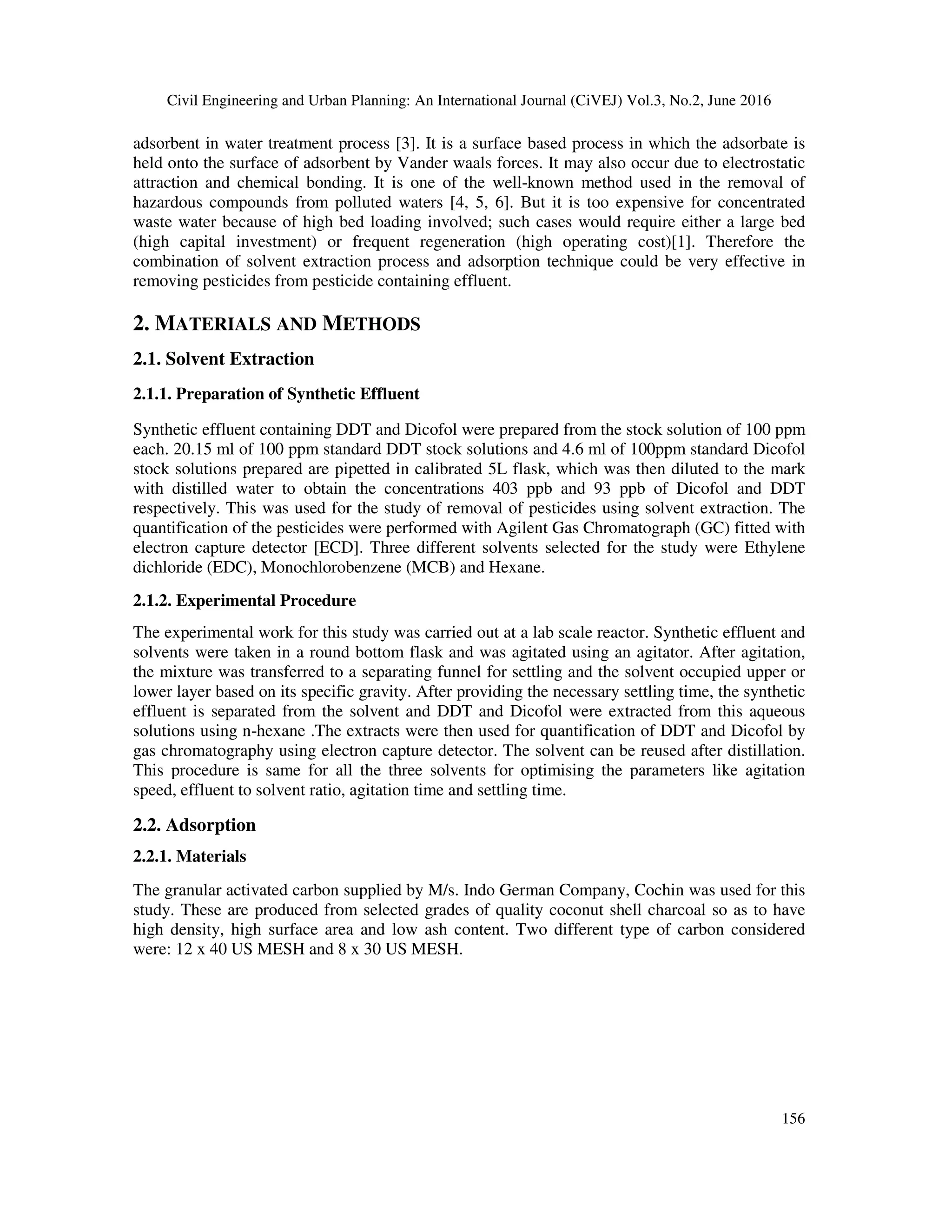 SOLVENT EXTRACTION AND ADSORPTION TECHNIQUE FOR THE TREATMENT OF ...