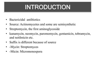 Aminoglycosides and streptomycin- pharmaceutical Chemistry | PPTX