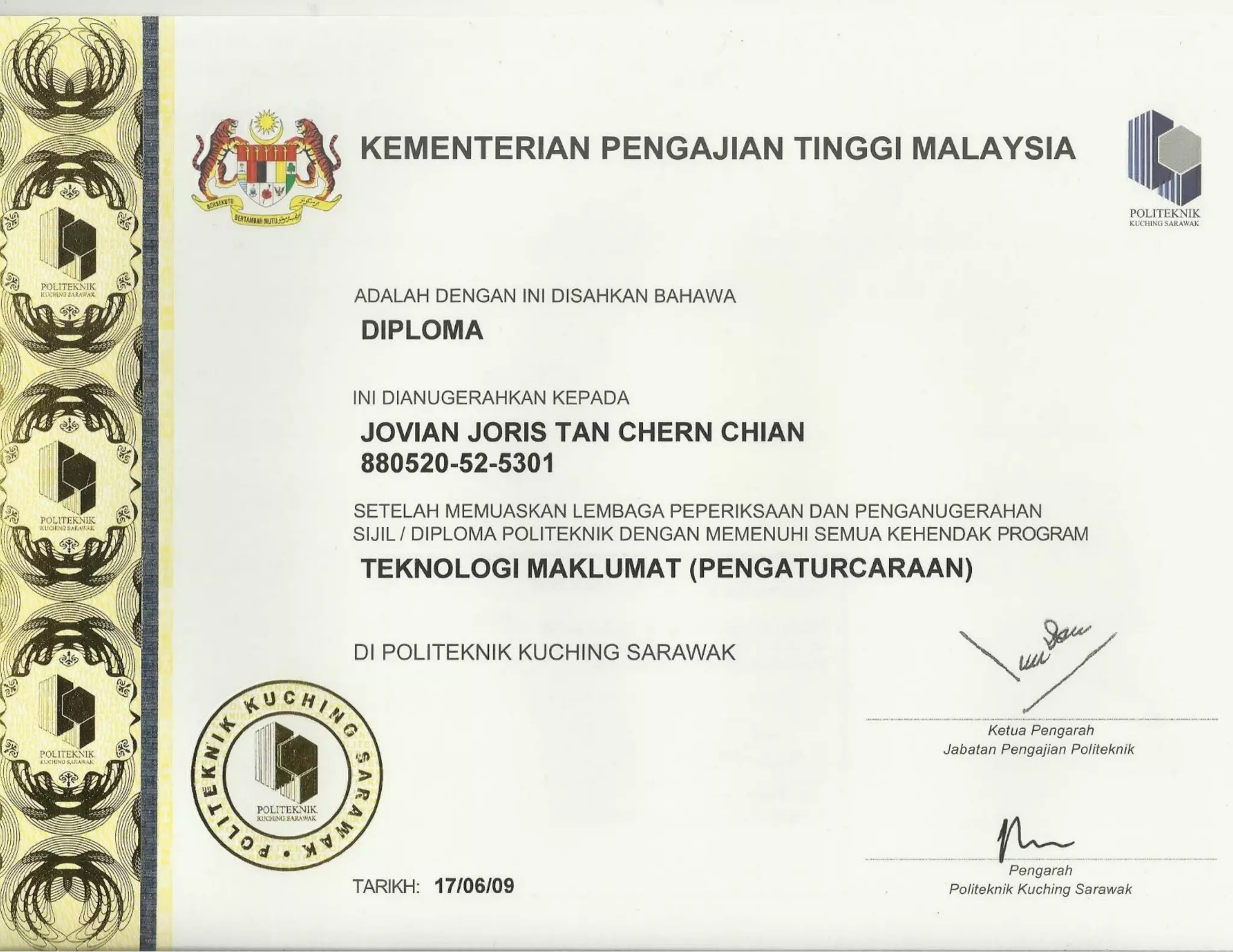 Polytechnic Diploma Certificate | PDF