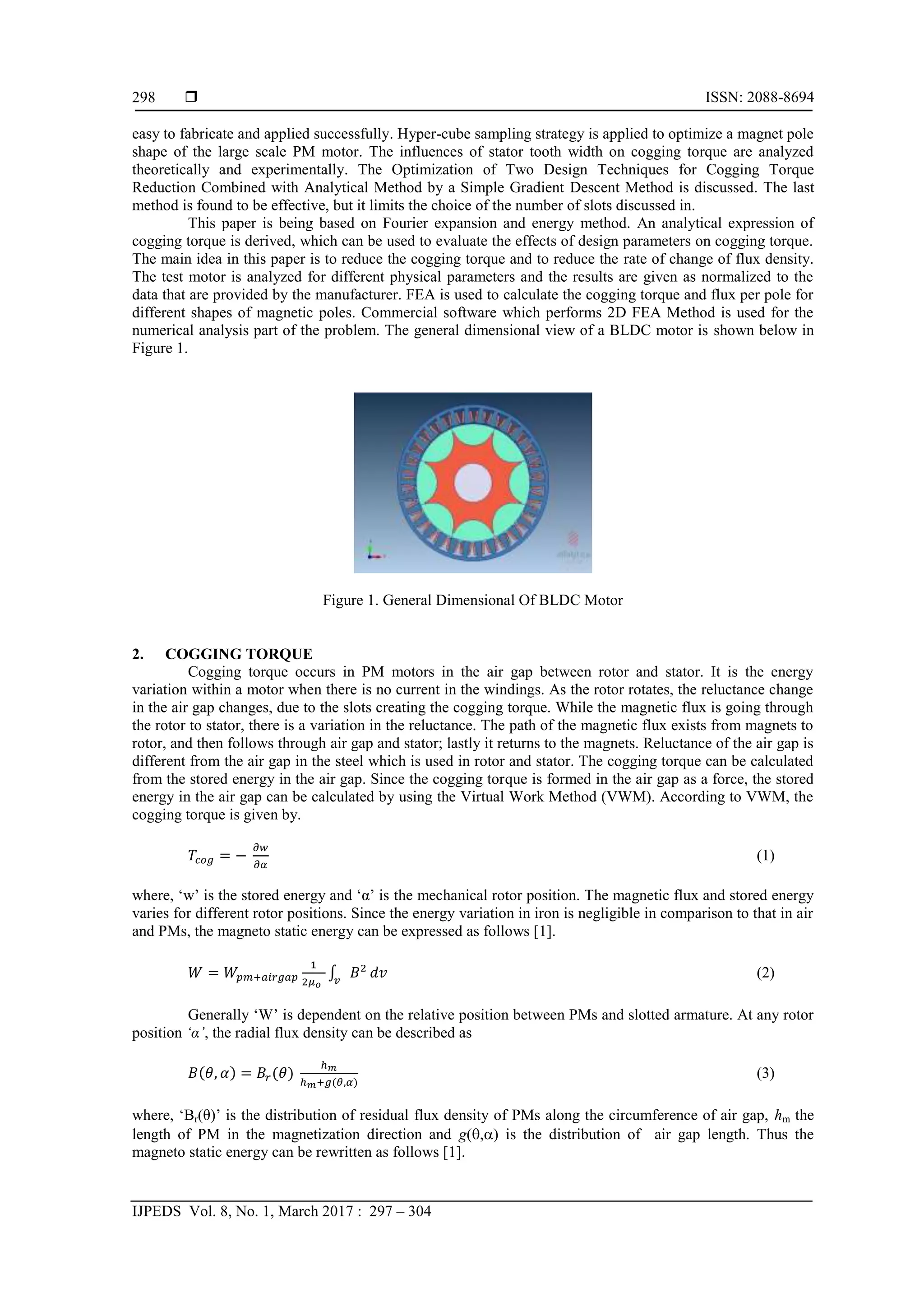 Reduction in Cogging Torque and Flux per Pole in BLDC Motor by Adapting ...
