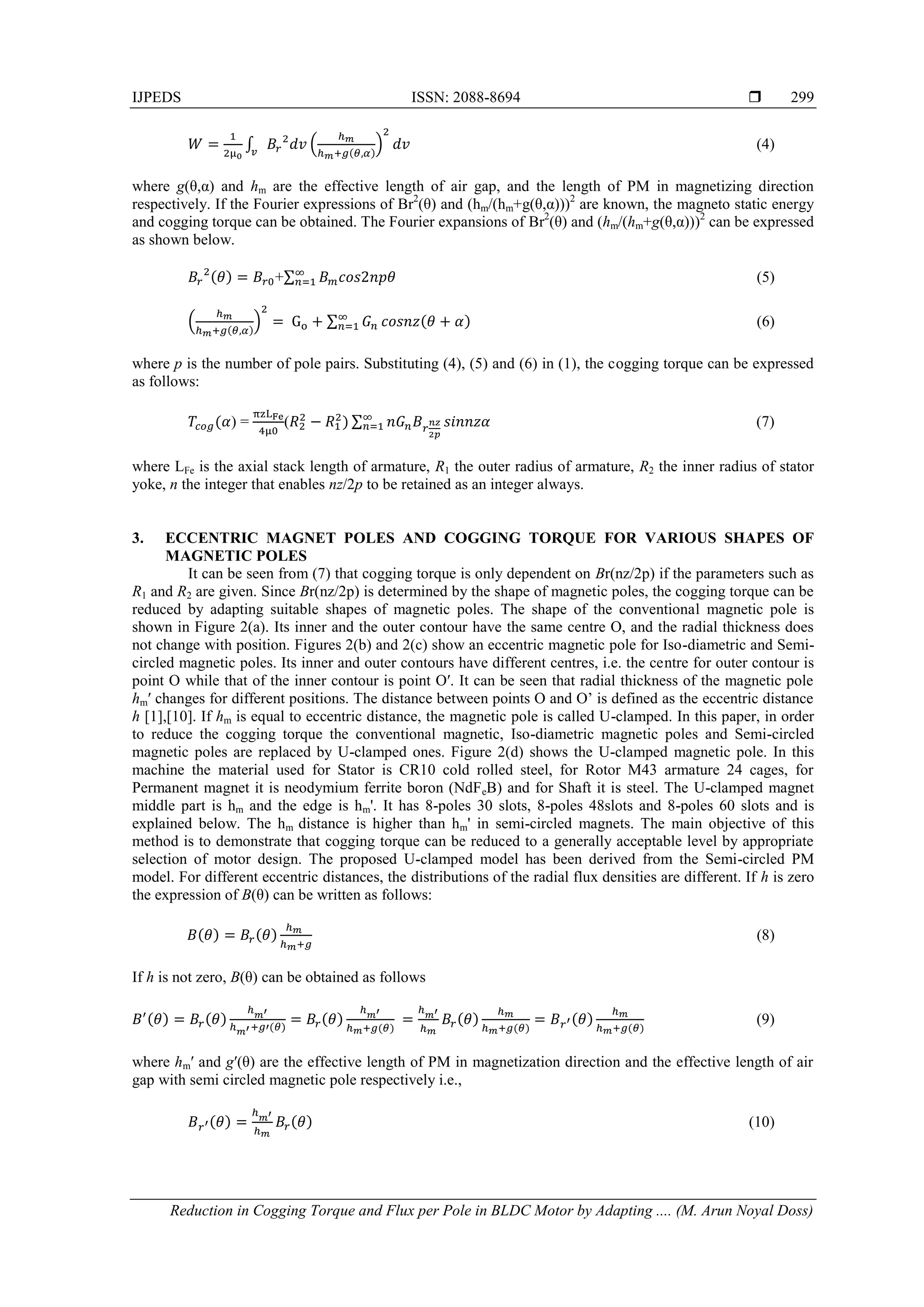 Reduction in Cogging Torque and Flux per Pole in BLDC Motor by Adapting ...