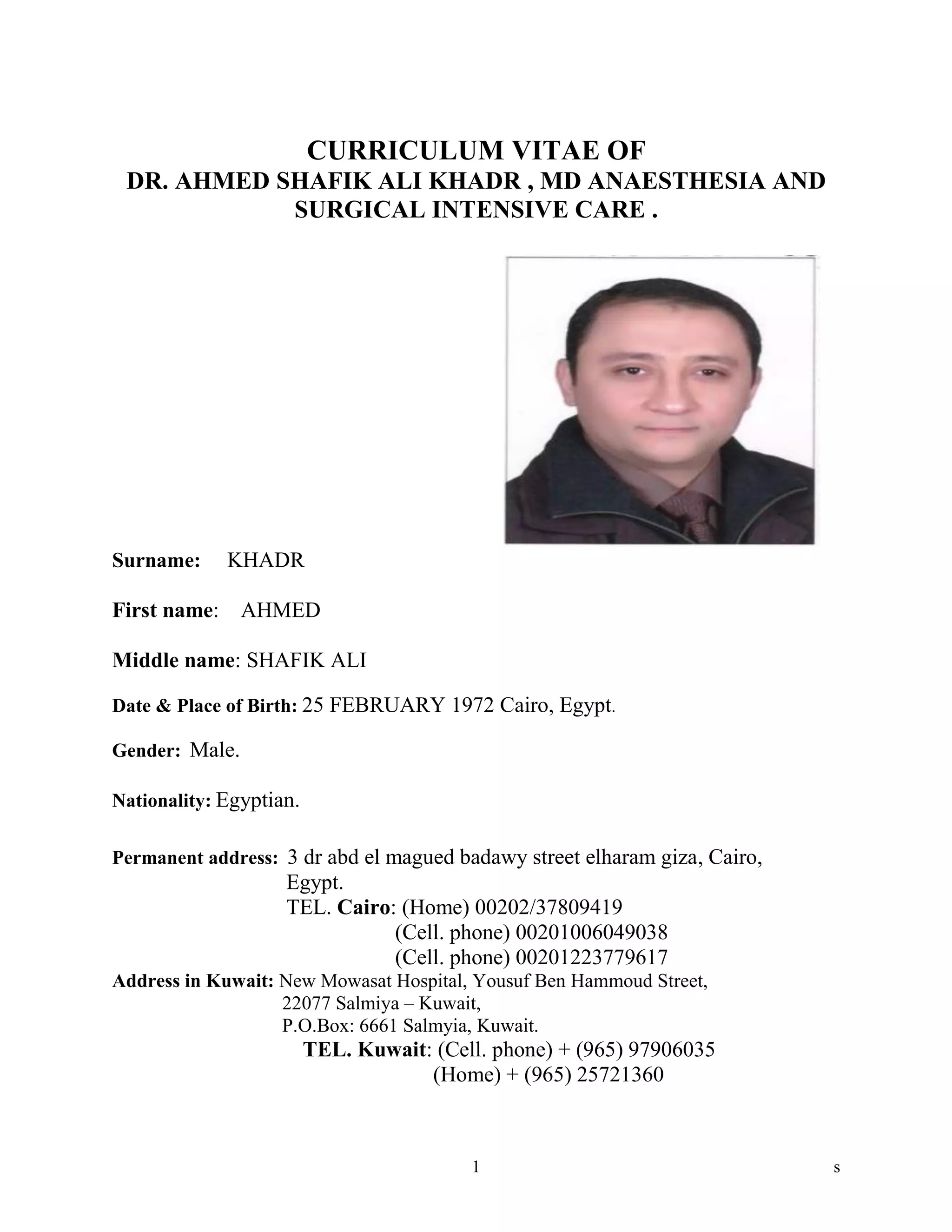 CV DR AHMED SHAFIK final 2015 pdf | PDF