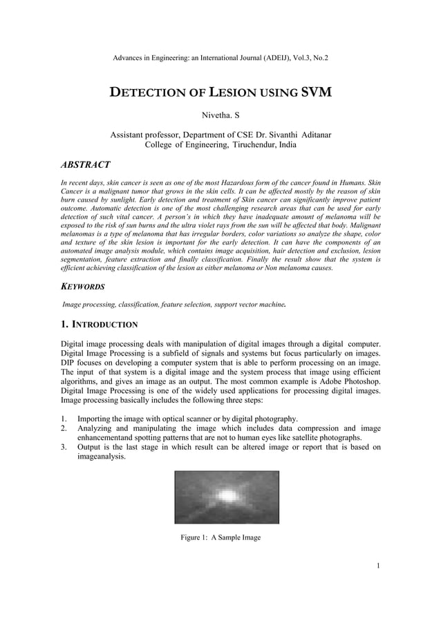 DETECTION OF LESION USING SVM | PDF