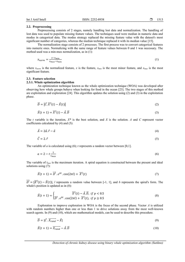 Detection of chronic kidney disease using binary whale optimization algorithm | PDF