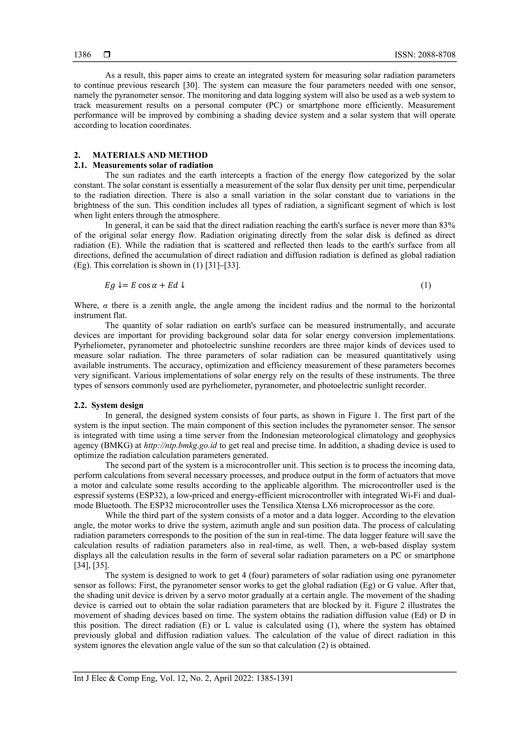 Development of a solar radiation sensor system with pyranometer | PDF