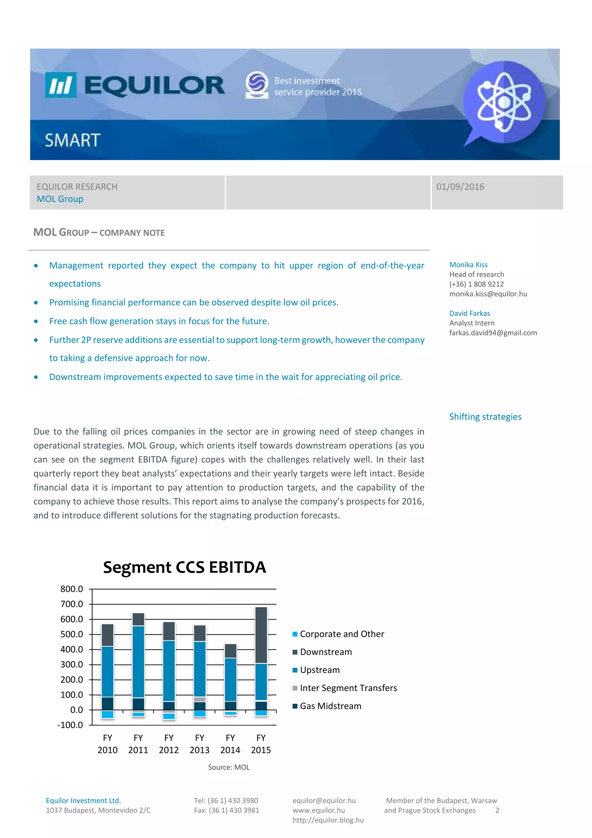 Equilor Company note_MOL Group | PDF