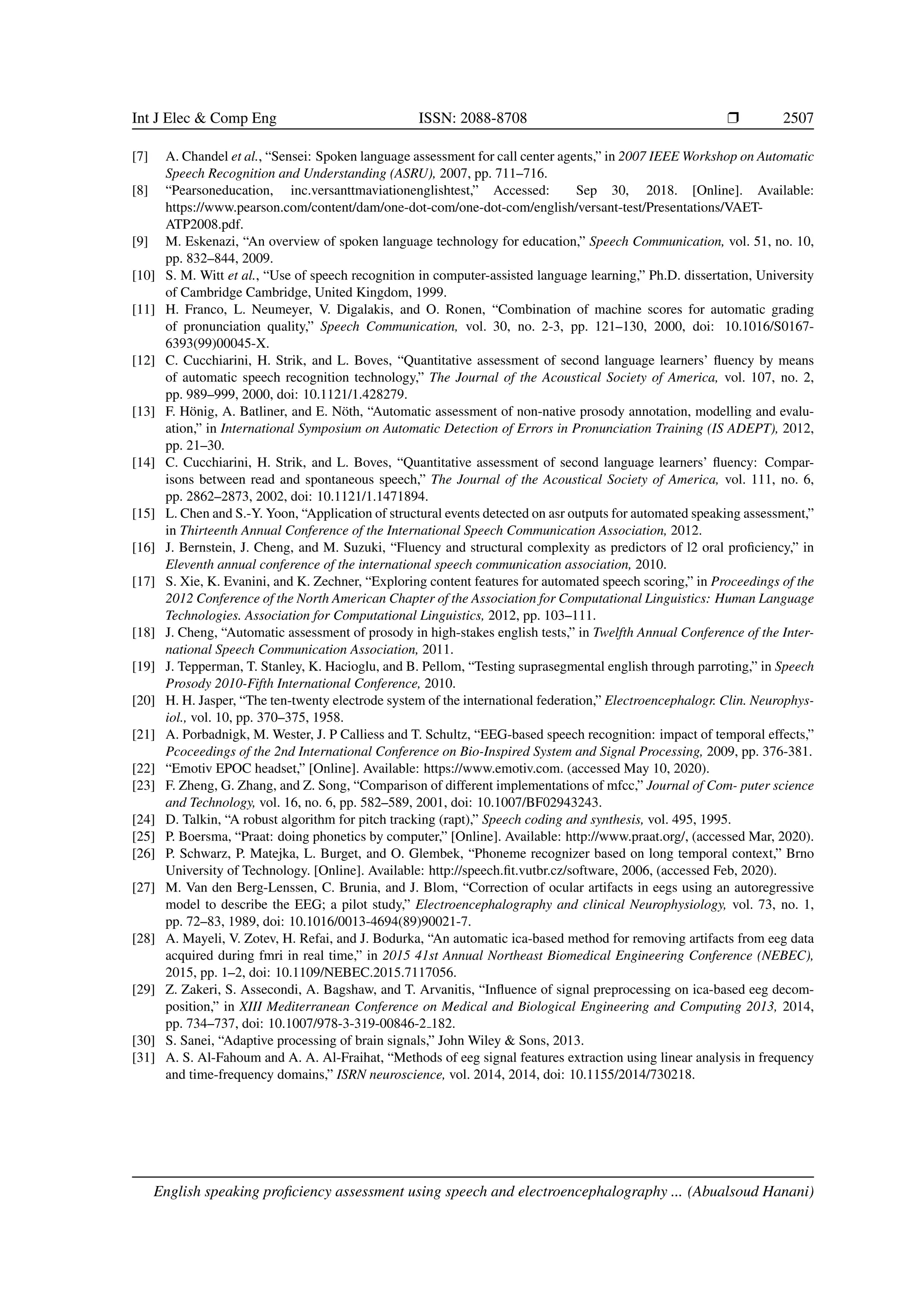 English speaking proficiency assessment using speech and electroencephalography signals | PDF