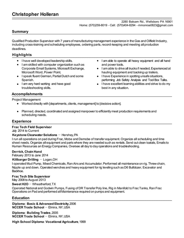 Christopher Holleran Resume 1 | PDF