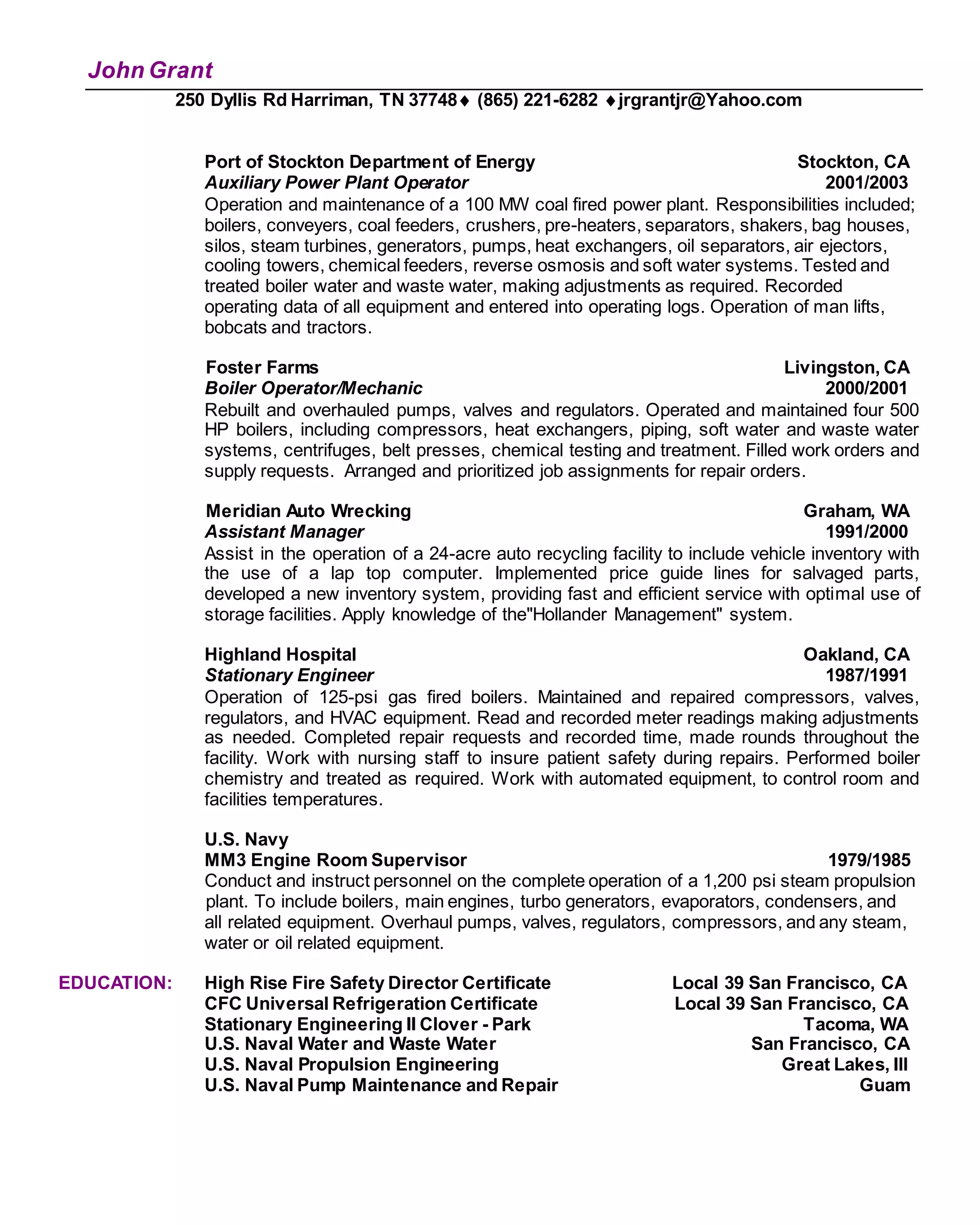 New Resume GRANT_John22 | DOCX